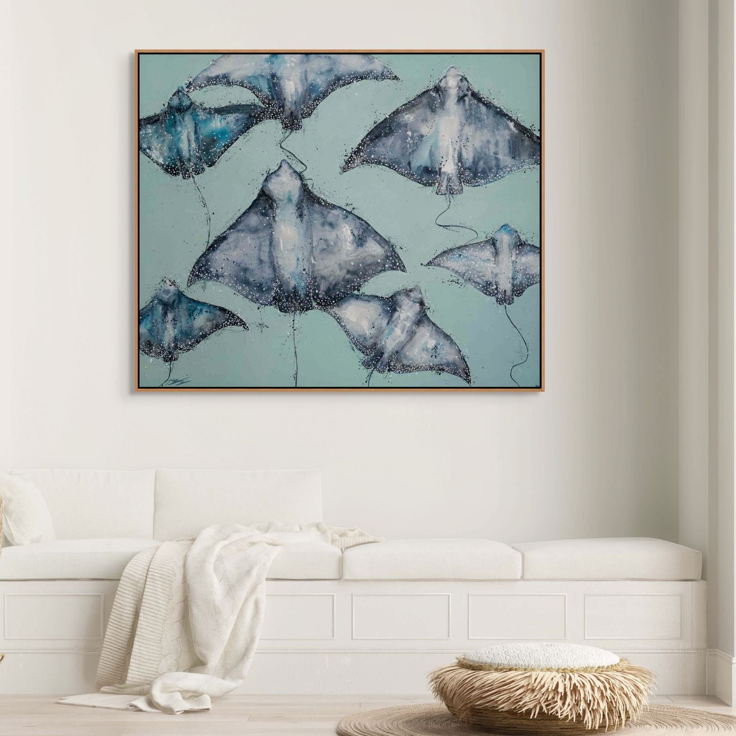 A Sea of Spots – Eagle Rays Painting by Stephanie Elizabeth – SEA Gallery